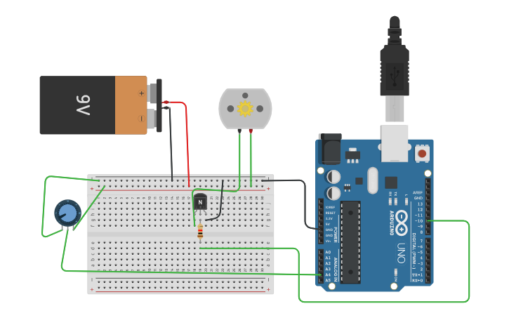 Circuit design Motor´con arduino y potenciómetro - Tinkercad