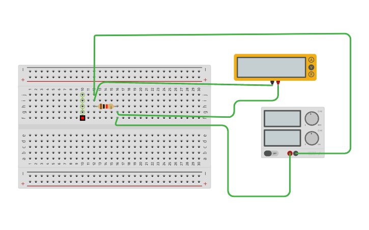 Circuit design Ohms law(Calculating voltage with multimeter) - Tinkercad