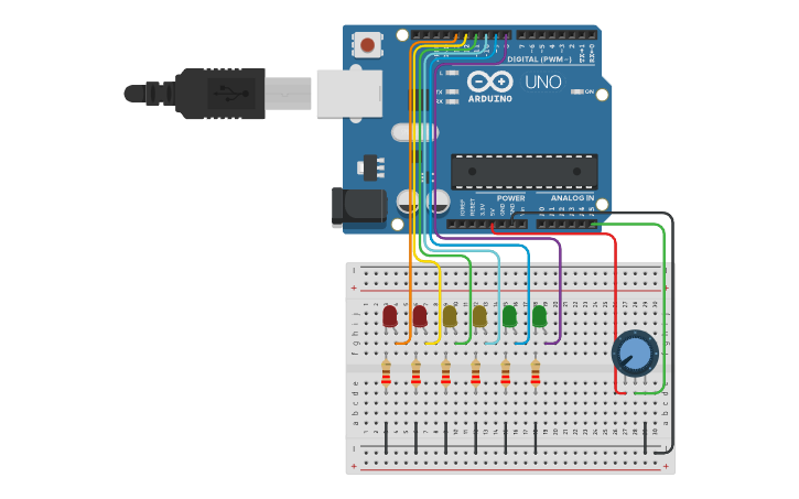 Circuit design WS3_Potentio_LED - Tinkercad