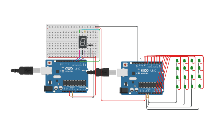 Circuit design 7 SEGMENT with LED MATRIX and SLIDESWITCH - Tinkercad