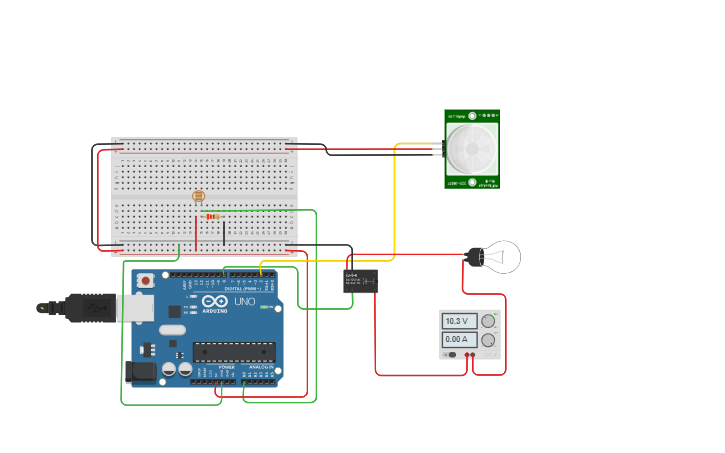 Circuit design Automatic Room lightening system by zorro - Tinkercad