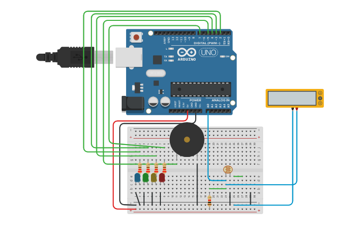 Circuit design Aula sobre LDR | Tinkercad
