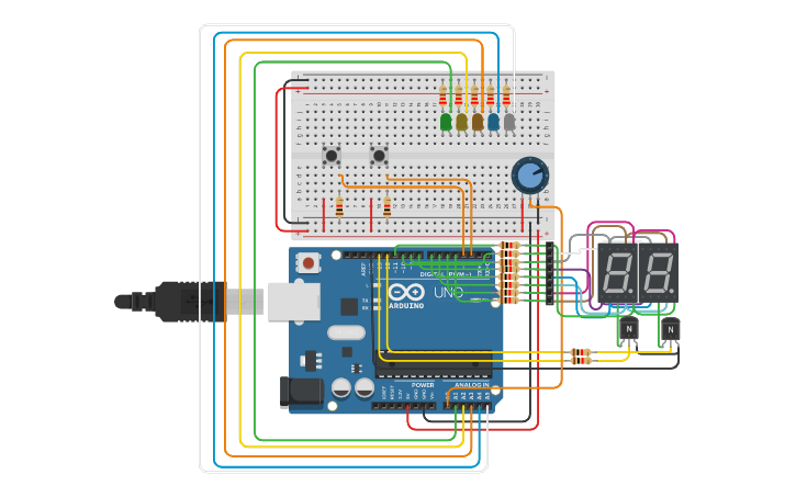 Circuit design ejercicio 7 mio | Tinkercad