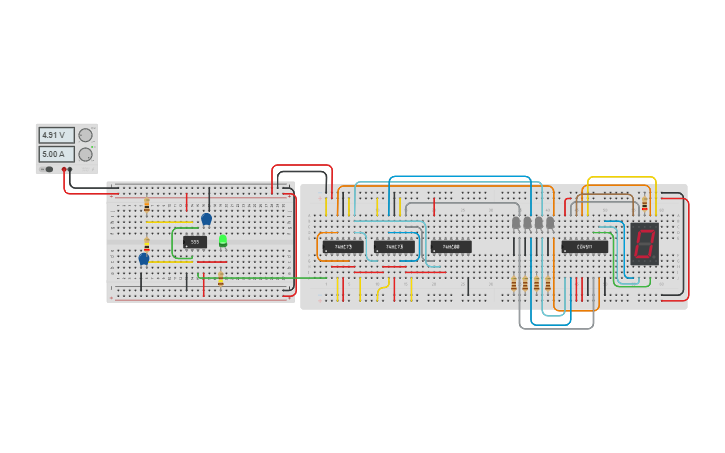 Circuit design Async counter mod.10 - Tinkercad