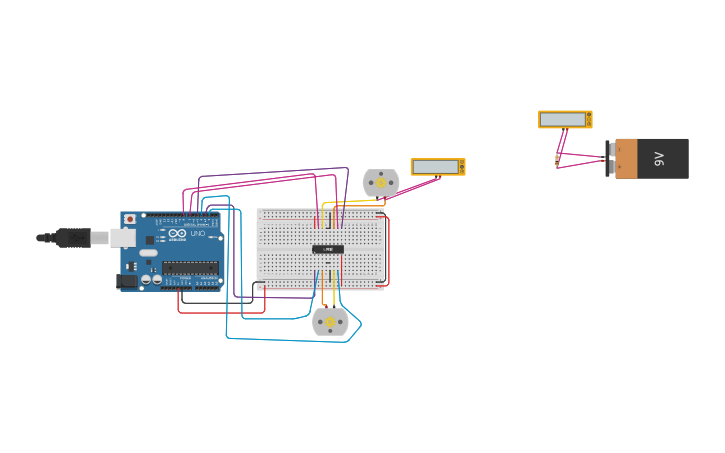 Circuit design L293d - Tinkercad
