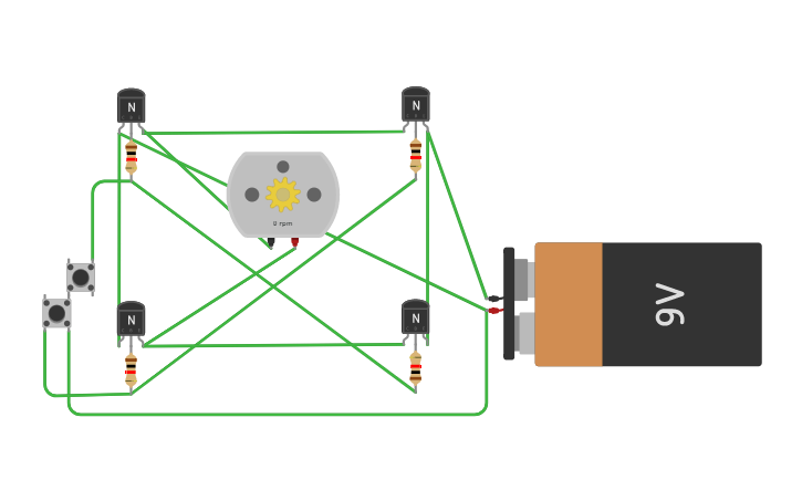 Circuit design NPN H Bridge | Tinkercad