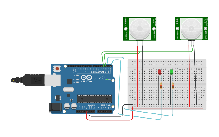 Circuit design Obstacle Sensing System - Tinkercad