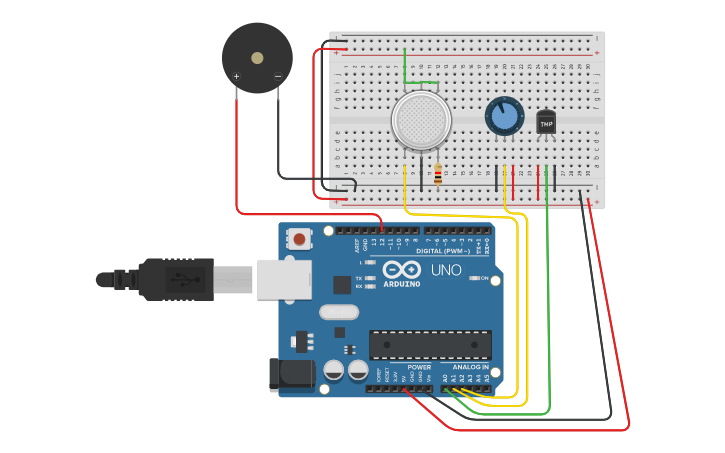 Circuit Design Temperature Humidity And Gas Sensor Tinkercad
