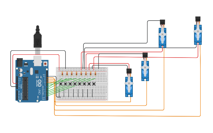 Circuit Design Servomotores Tinkercad