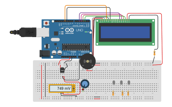 Circuit Design Sensor De Temperatura Tinkercad