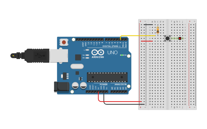 Circuit design Lendo botão com serial monitor | Tinkercad