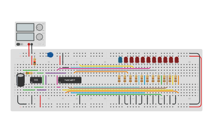 Circuit Design 4017 Tinkercad