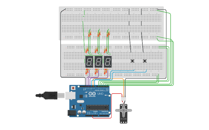 Circuit Design Usando Timers Contadores Para Controlar Servo Motores Tinkercad