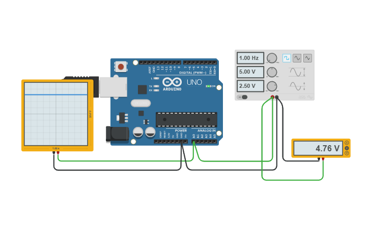 Circuit design arduino funct gen readAnalogVoltage - Tinkercad