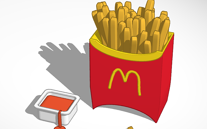 3D design French fries McDonald’s + sauce - Tinkercad