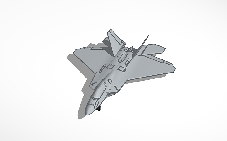 3D design F-22 Raptor with landing gear - Tinkercad