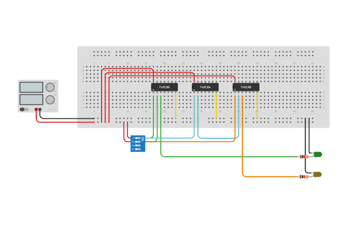 Circuit design Half Subtractor - Tinkercad