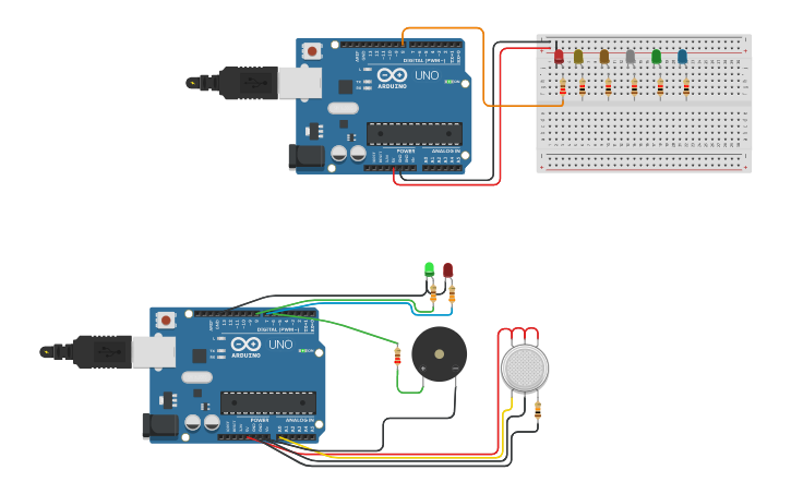 Circuit design Gas sensor alert with arduino - Tinkercad