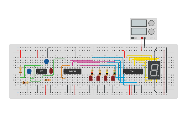 Circuit design Timer+Counter+Decoder - Tinkercad