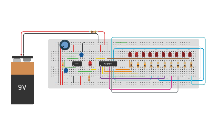 Circuit design LED CHASER CIRCUIT - Tinkercad