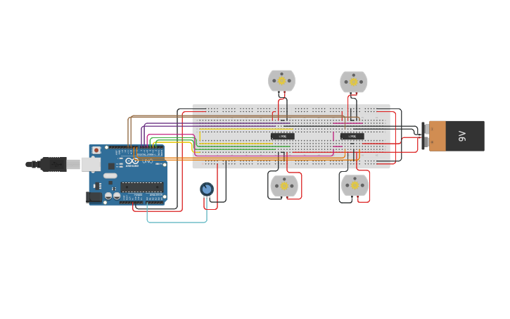 Circuit design Four Wheel Drive ERC | Tinkercad