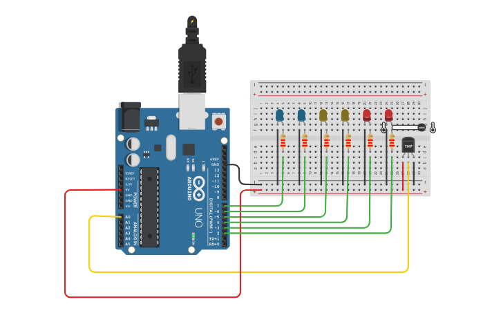 Circuit Design Sensor Suhu Lm35 Dengan Led Sebagai Pendekteksi Suhu
