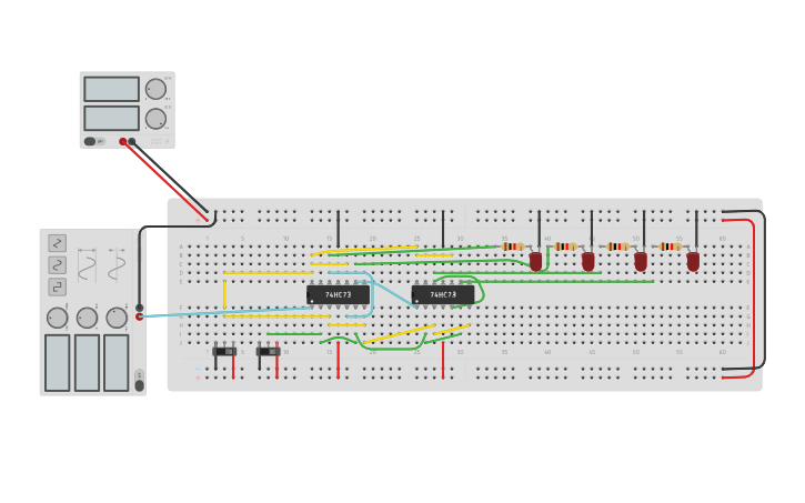 Circuit Design Binary Up Ripple Counter Tinkercad