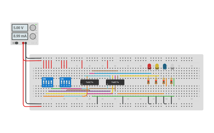 Circuit design PIPO Shift Register | Tinkercad