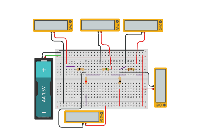 Circuit design Kirchhoff's Current Law - KCL TEST - Tinkercad
