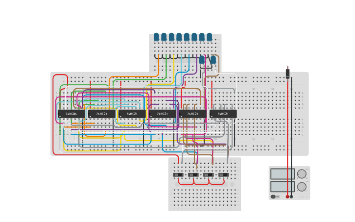 Circuit design BCD TO DECIMAL DECODER - Tinkercad