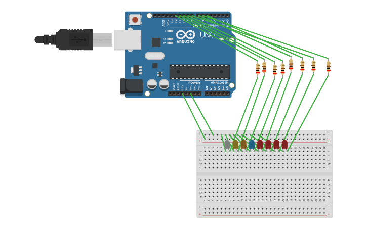 Circuit design Running light | Tinkercad