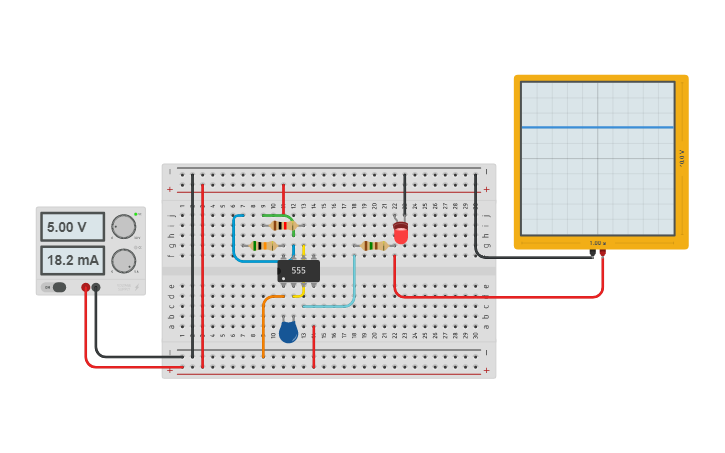 Circuit design 555-timer | Tinkercad