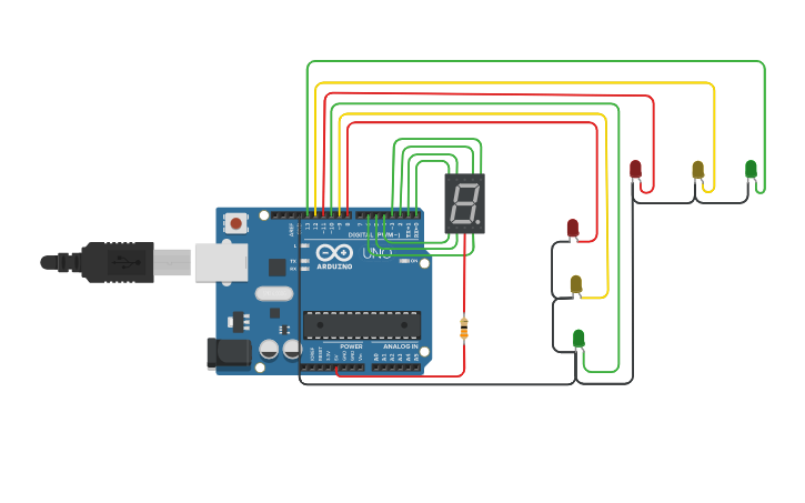 Circuit design 4.6 Two Way Traffic Light | Tinkercad