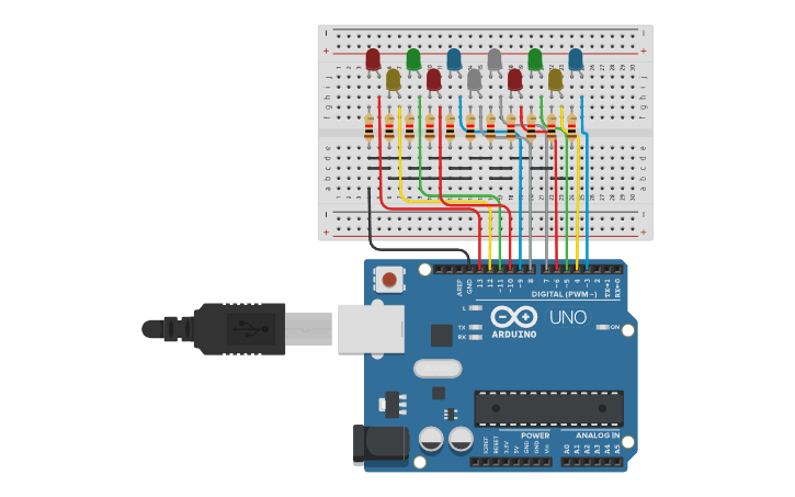 Circuit design DANCING LIGHT SAMPLE - Tinkercad