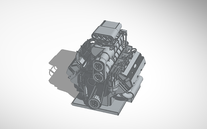 3D design Double Throttle V8 Engine - Tinkercad