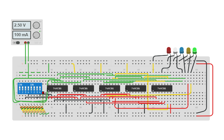 Circuit design EDWIN 4 BITS - Tinkercad