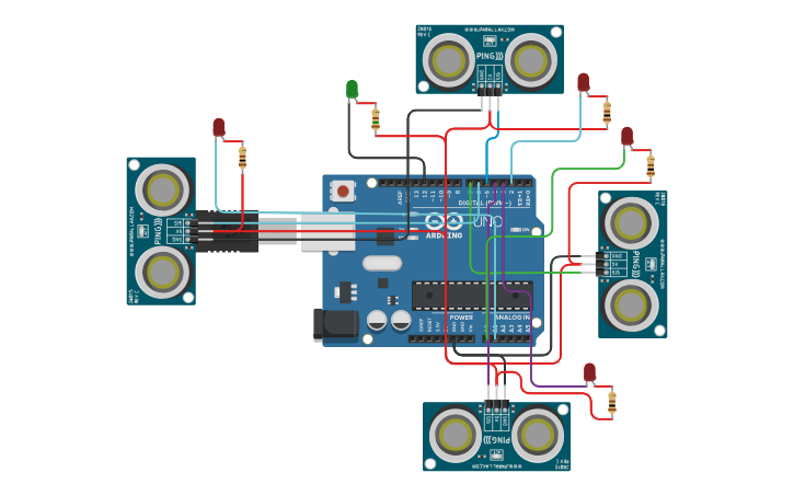 Circuit Design Soorya Drone Obstacle Avoidance Tinkercad