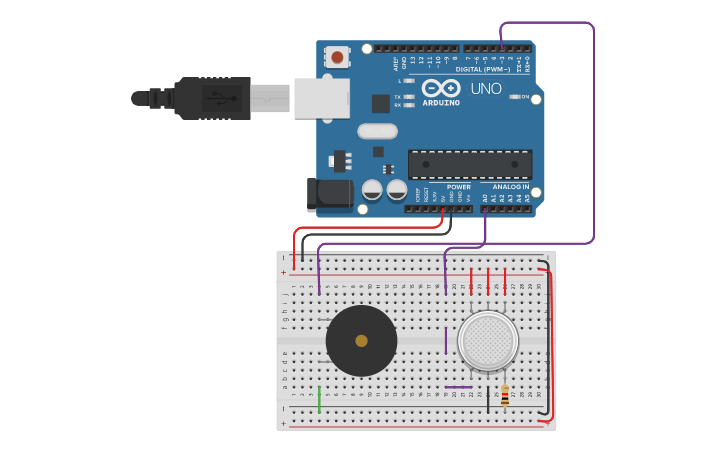 Circuit Design Sensor De Gas Tinkercad