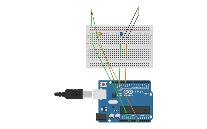 Circuit design Variable LED Brightness - Tinkercad