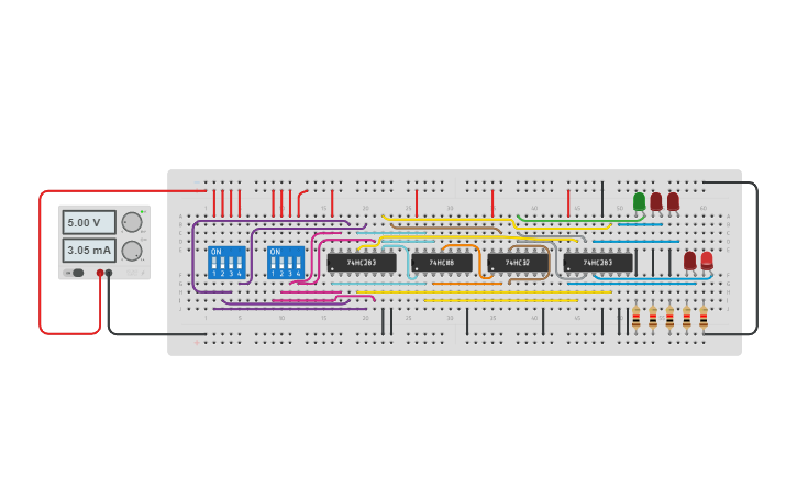 Circuit design BCD Adder | Tinkercad