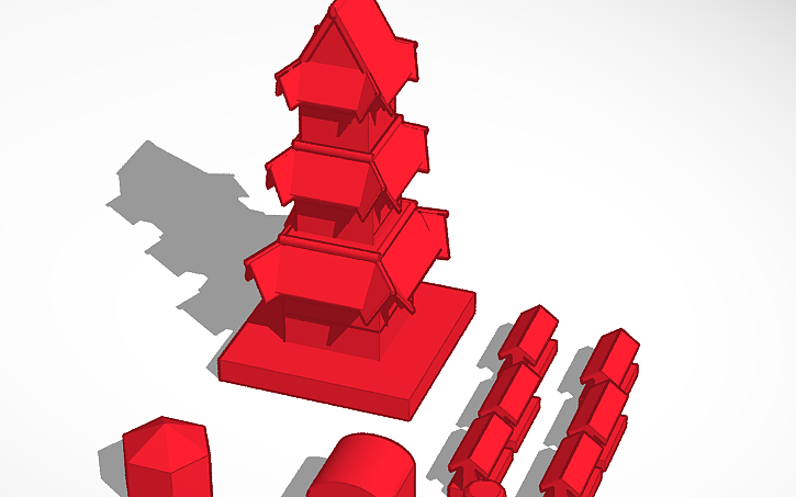 3D design Japanese Tower - Tinkercad