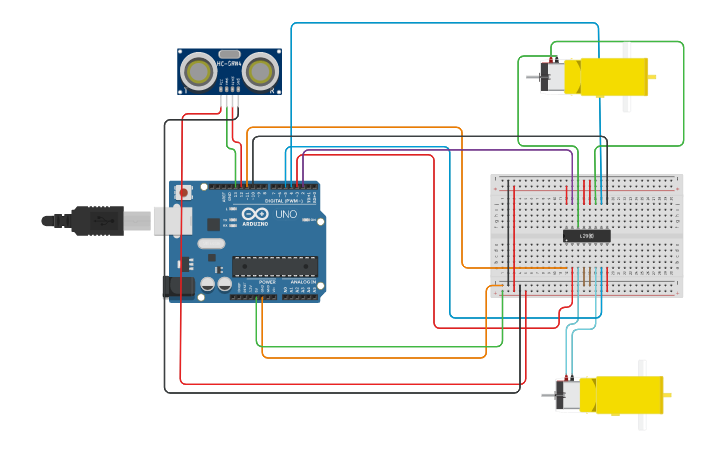 Circuit Design Obstacle Avoidance Robot Tinkercad