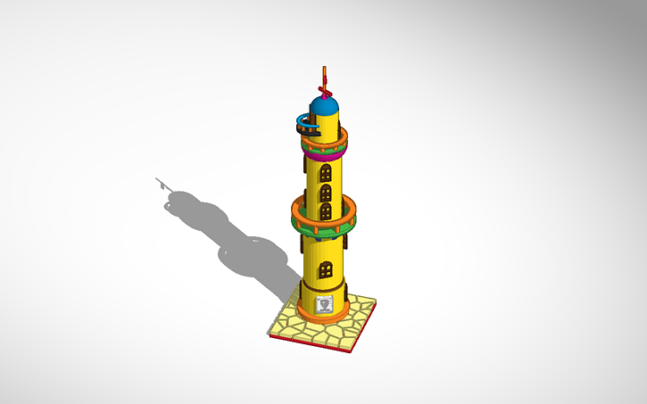 3D design Warnemuende Tower lighthouse - Tinkercad