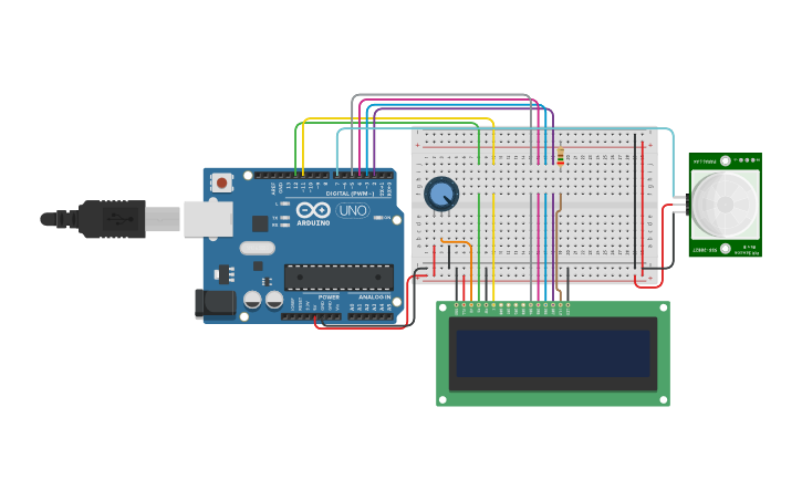 Circuit design Contador con sensor - Tinkercad