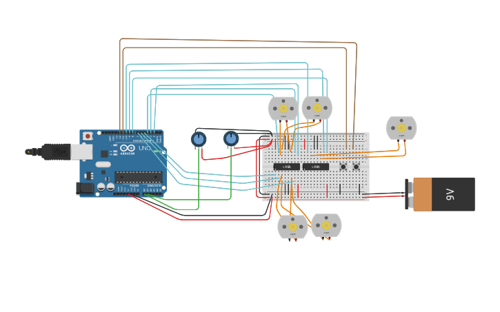 Circuit design BattleBot Circuit - Tinkercad