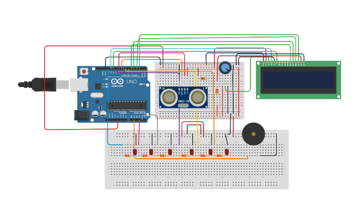 Circuit design Sensor ultrasonic :) - Tinkercad