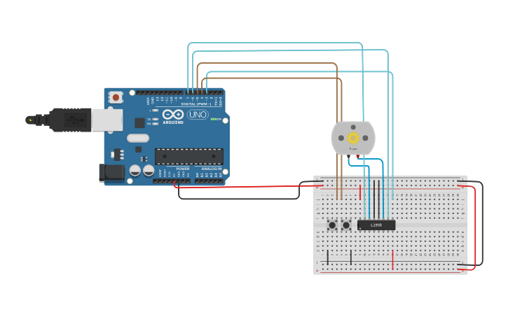 Circuit Design Arduino Controlling A Dc Motor Using H Bridge Tinkercad 4526