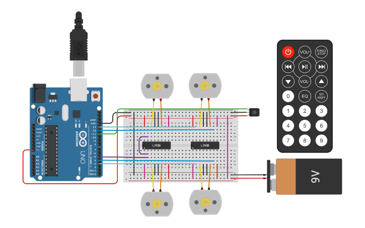 Circuit design Remote control cleaner | Tinkercad