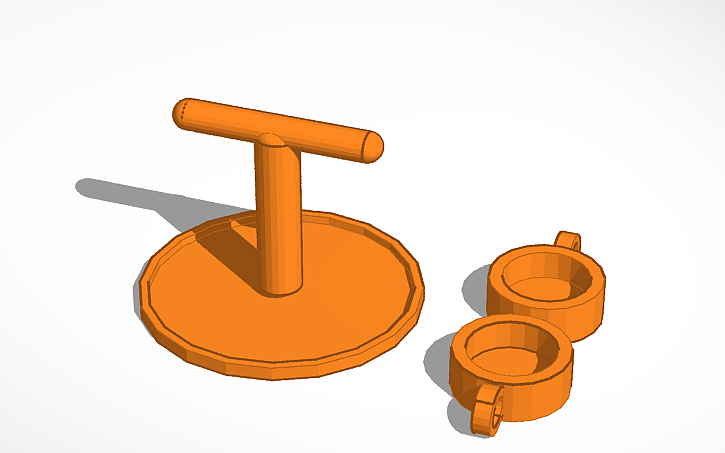 3D design Bird perch with attachable cups - Tinkercad