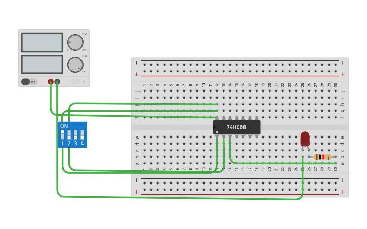 Circuit design GERBANG LOGIKA AND - Tinkercad